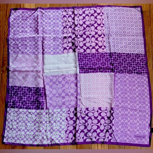 Coach | Accessories | Coach Soho Patchwork Silk Neck Scarf Plum Nwt ...